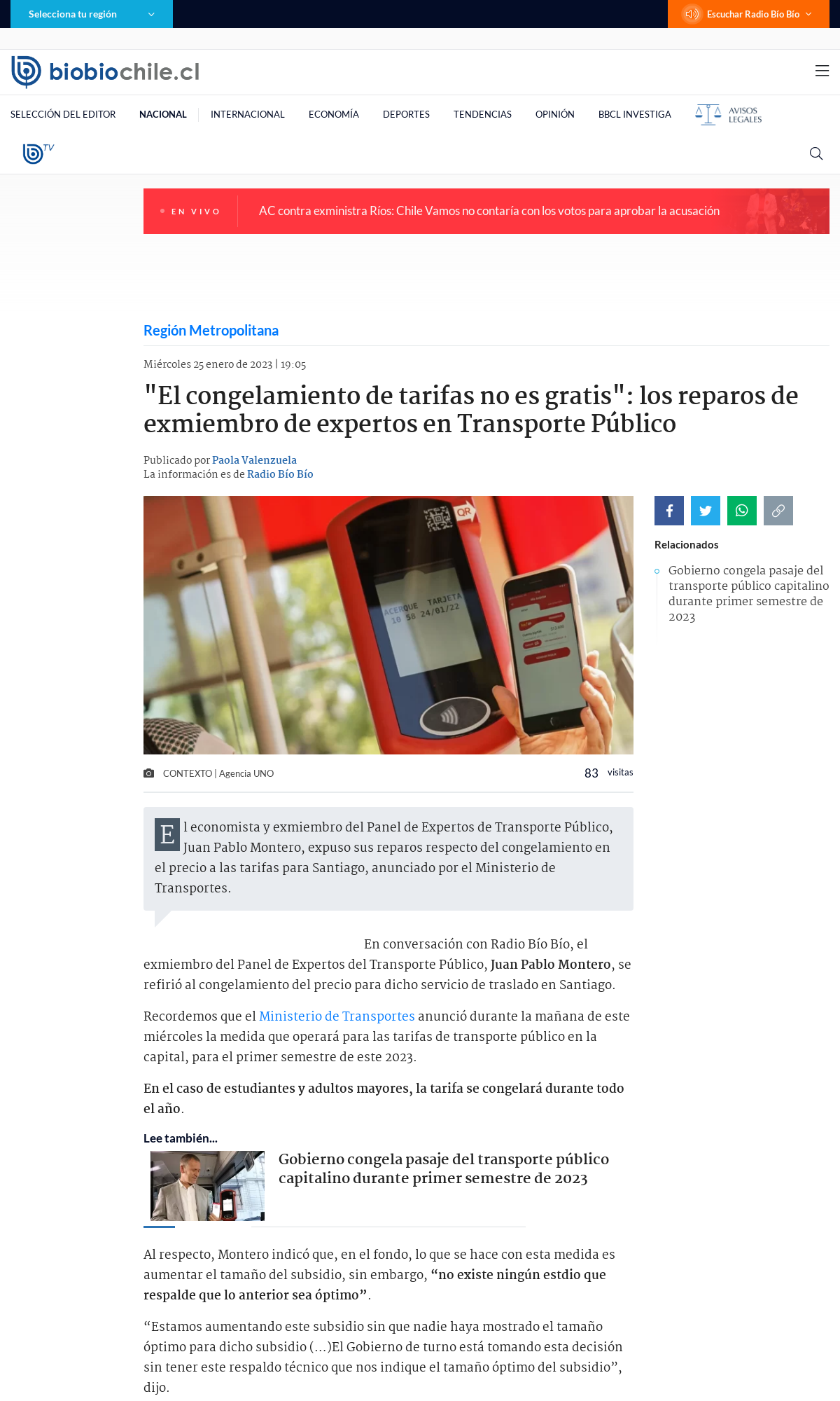 "El congelamiento de tarifas no es gratis": los reparos de exmiembro de ...